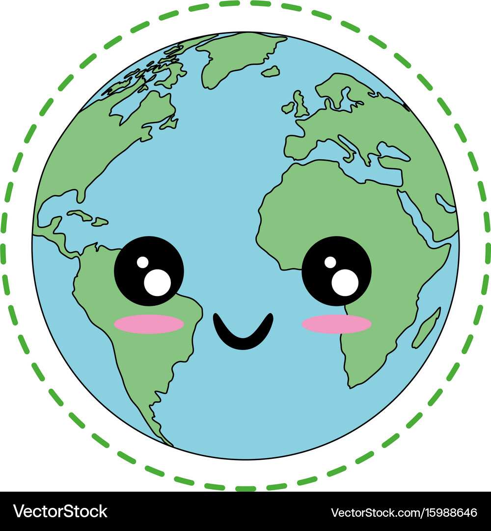 Kawaii earth planet icon Royalty Free Vector Image - VectorStock