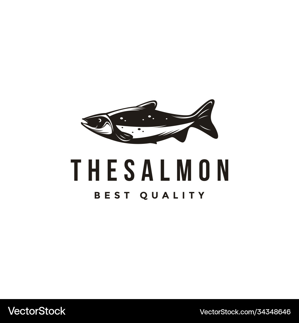Vintage salmon fish logo icon template Royalty Free Vector