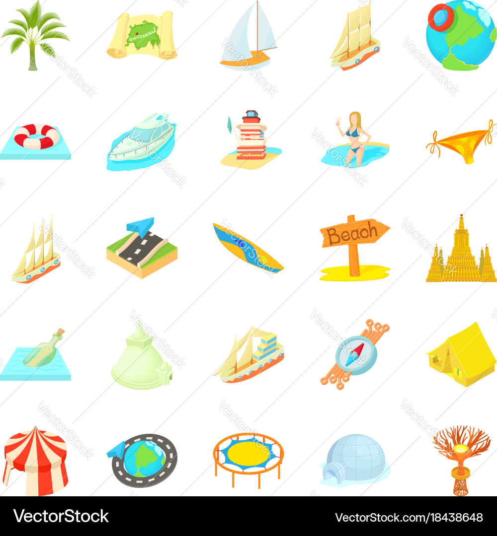 Unstoppable fun icons set cartoon style Royalty Free Vector