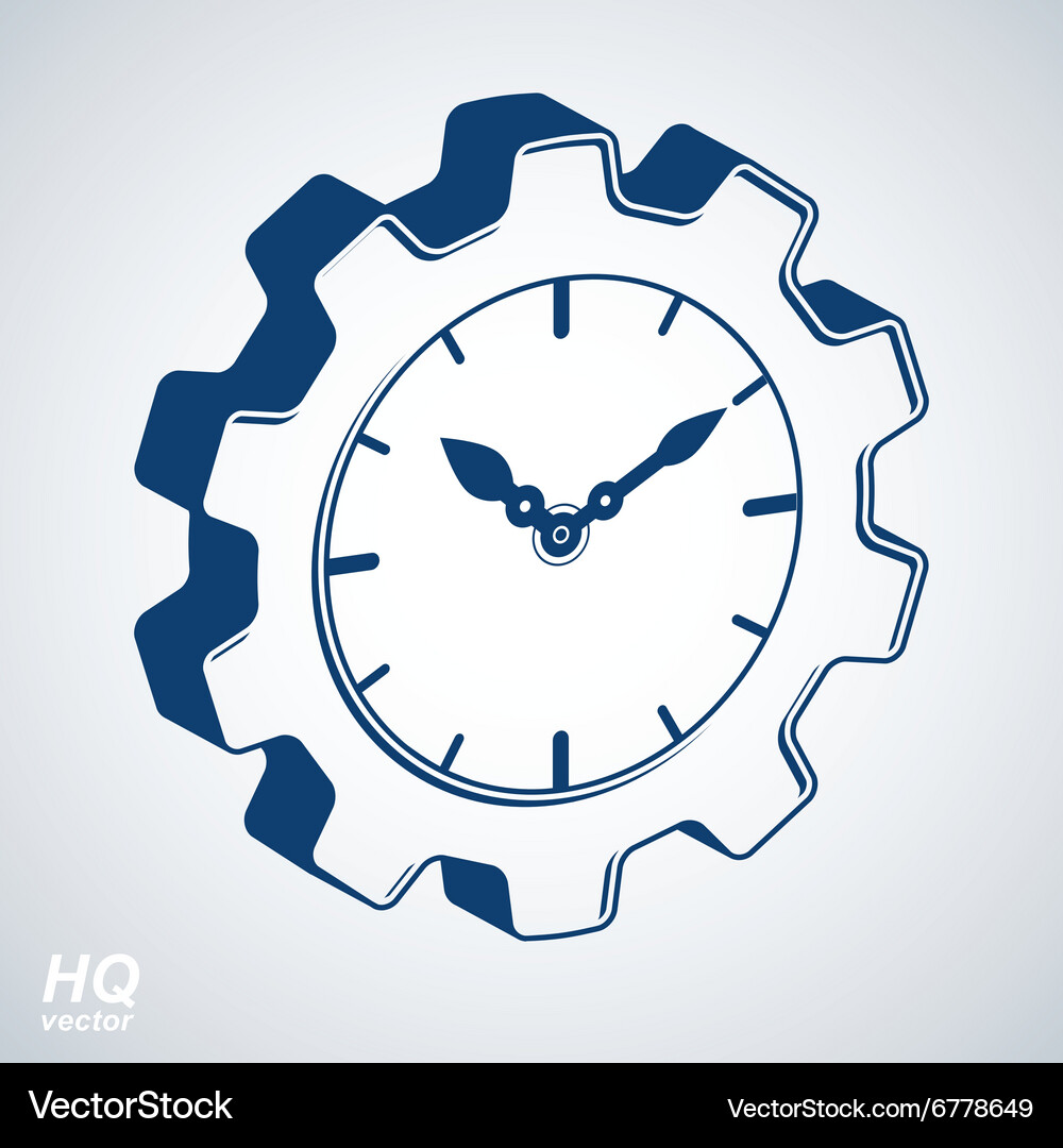 3d cog wheel and clock Royalty Free Vector Image