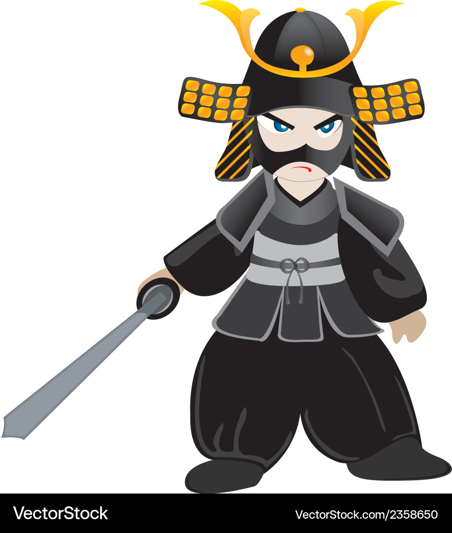 Little samurai cartoon Royalty Free Vector Image