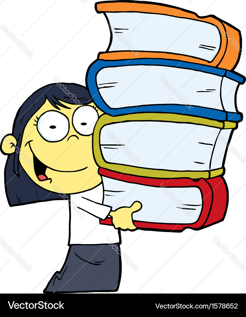 Child holding books cartoon Royalty Free Vector Image