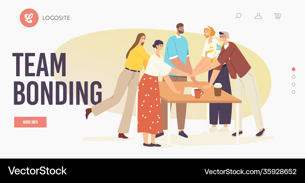 Teamwork team bonding landing page template Vector Image