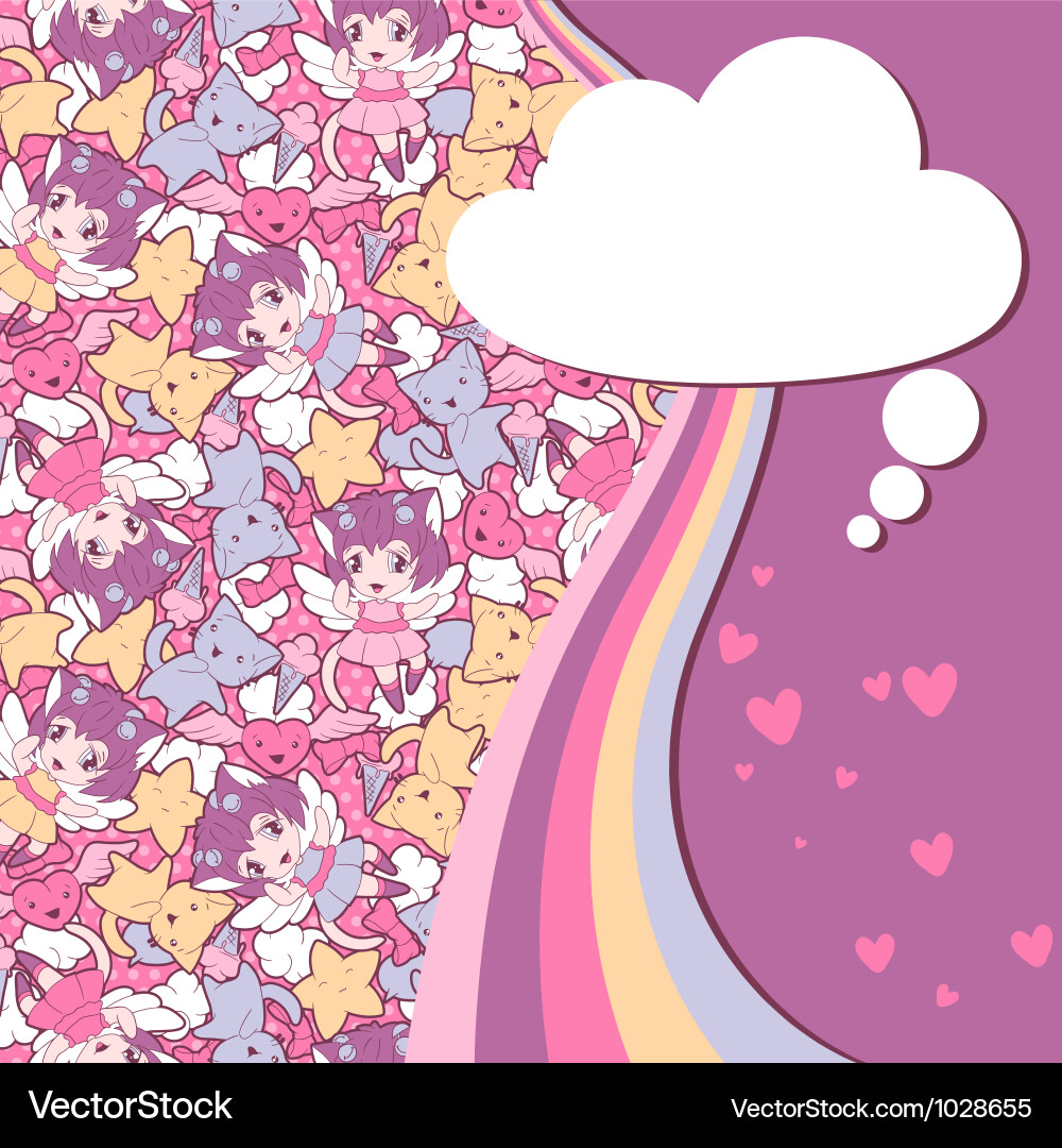 Background with doodle cute kawaii Royalty Free Vector Image