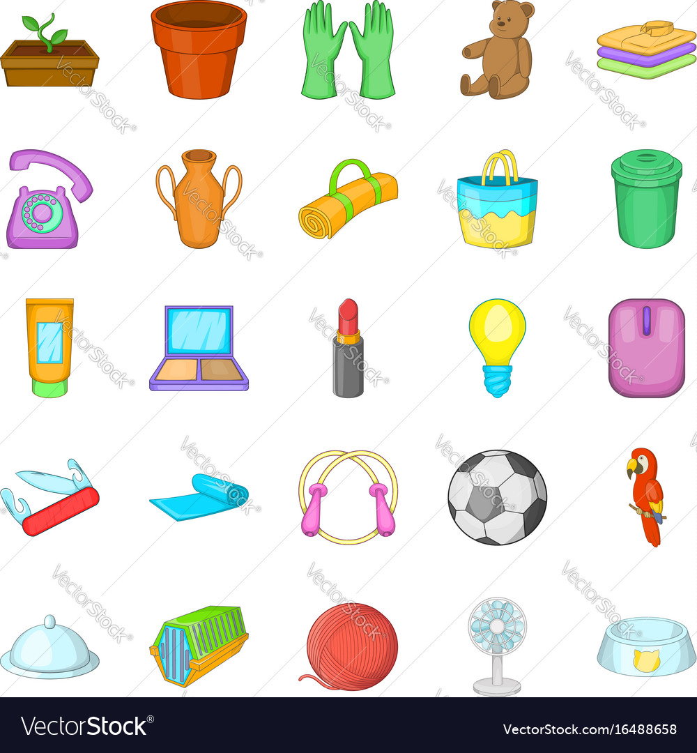 House things icons set cartoon style Royalty Free Vector