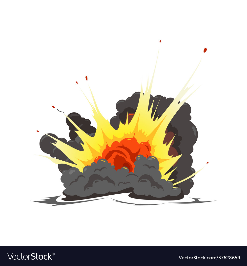 Explosion ground fire composition Royalty Free Vector Image