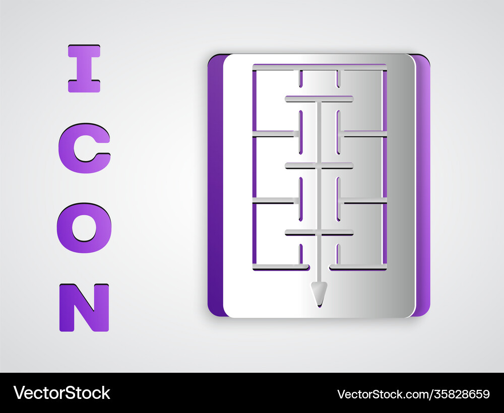 Paper cut evacuation plan icon isolated on grey Vector Image