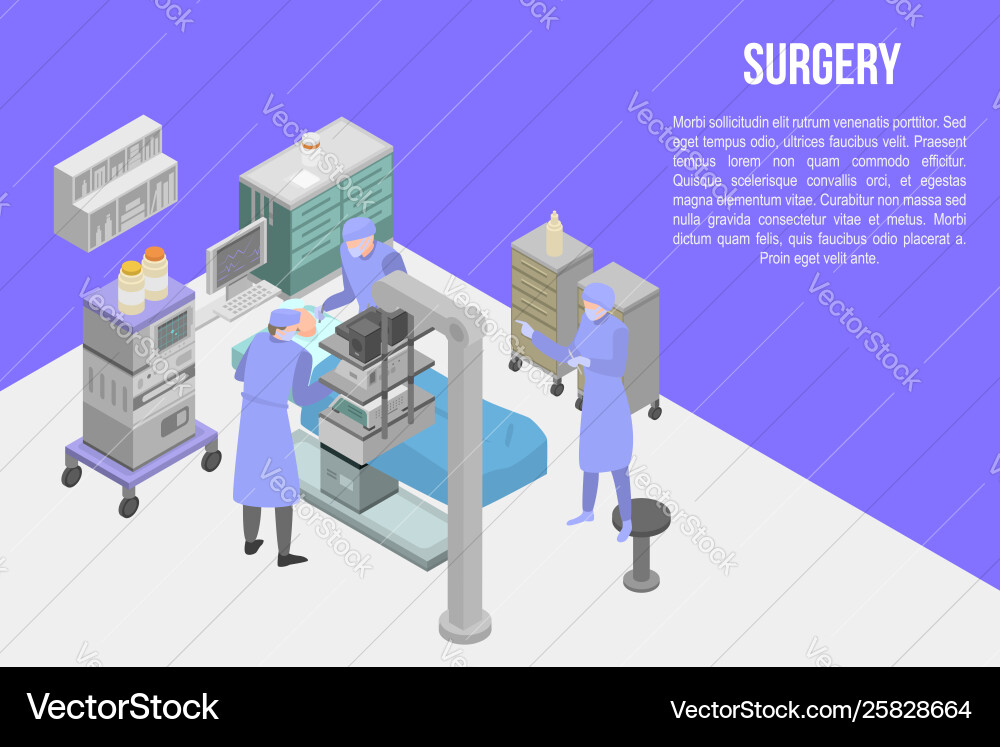 Surgery concept banner isometric style Royalty Free Vector
