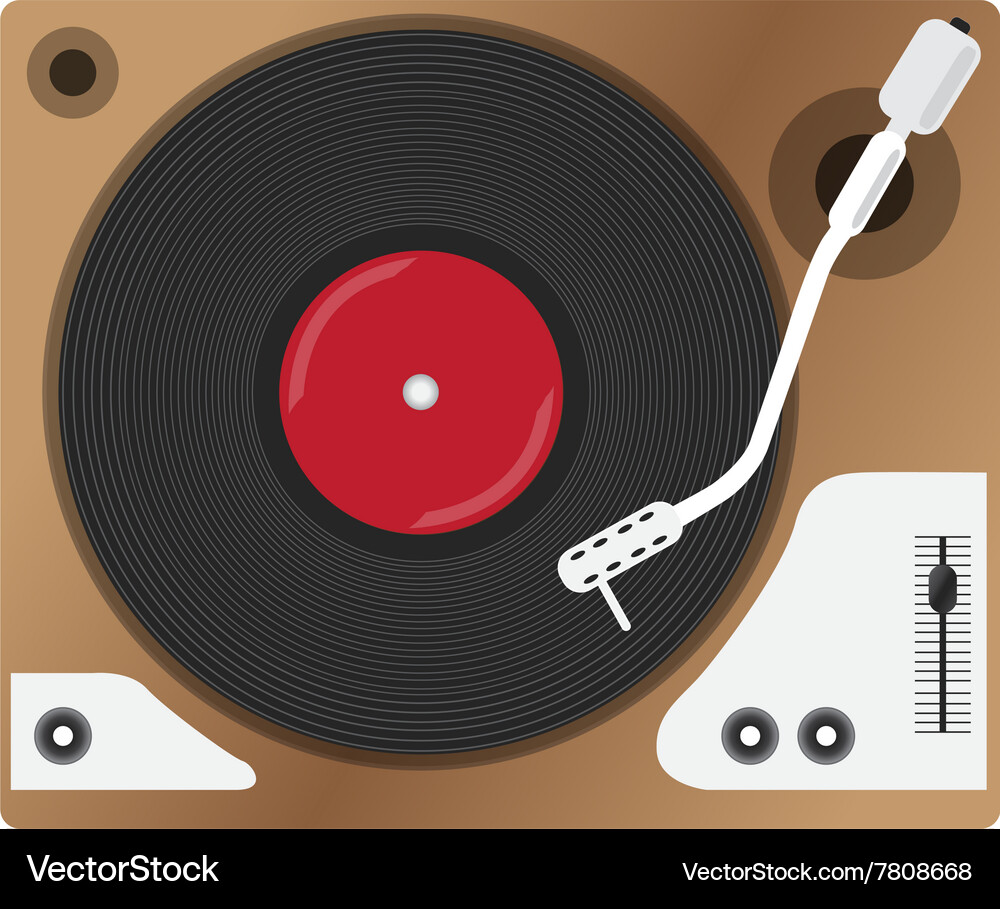 Record player with vinyl isolated Royalty Free Vector Image