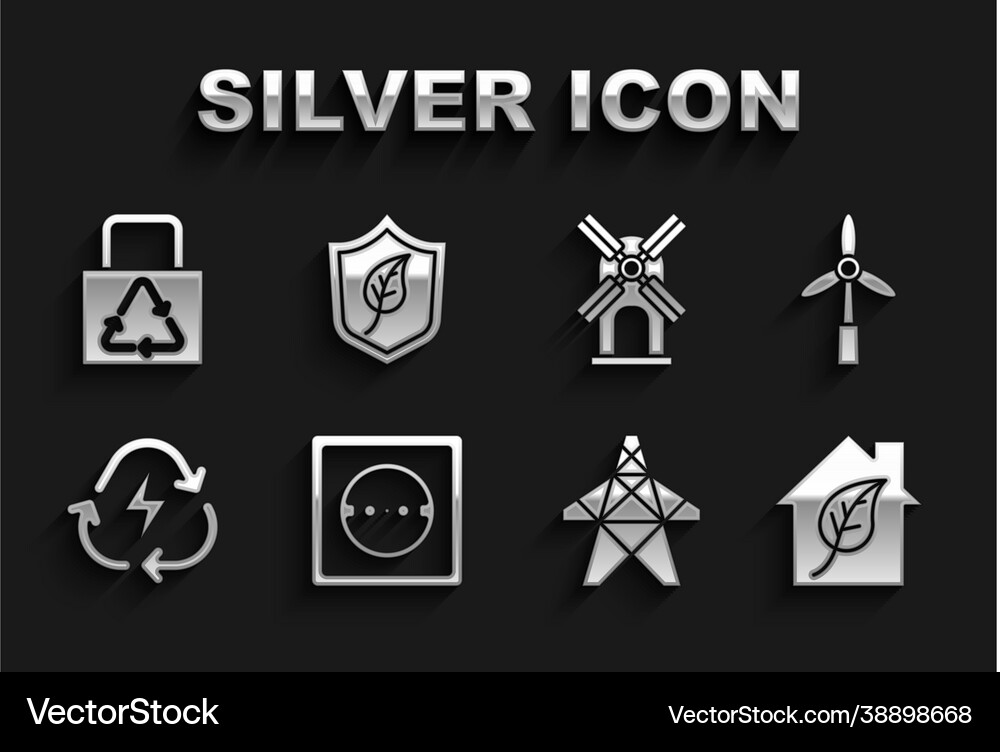 Set electrical outlet wind turbine eco friendly Vector Image