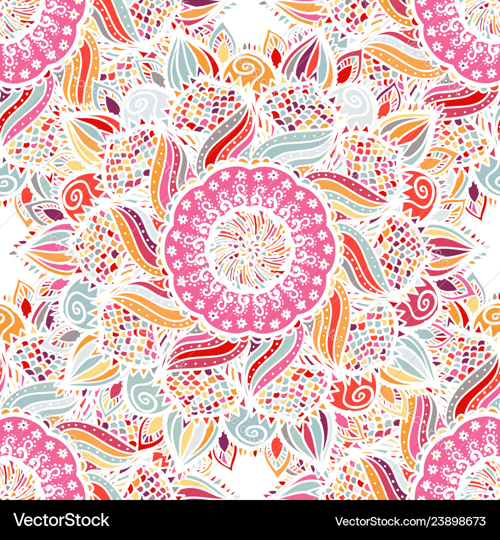 Pink seamless floral mandala pattern Royalty Free Vector
