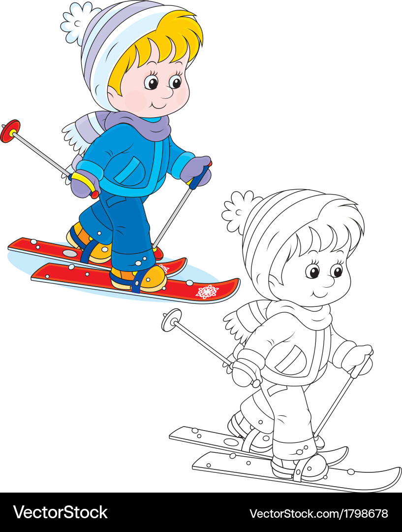 Child skiing Royalty Free Vector Image - VectorStock