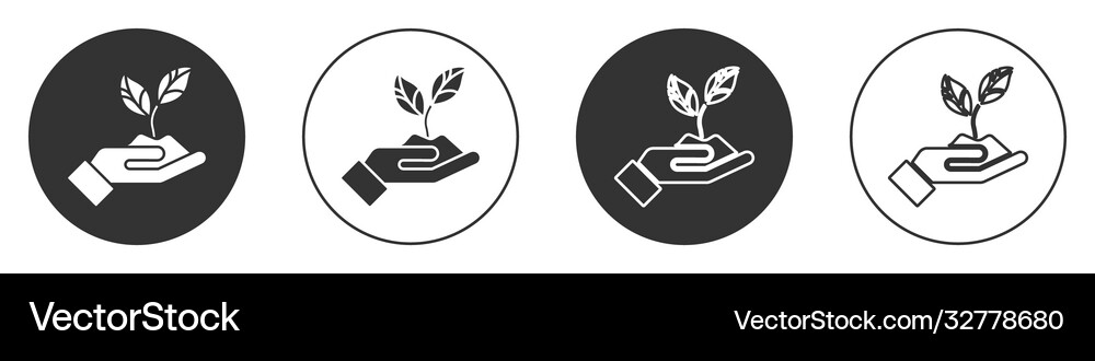 Black plant in hand environmental protection Vector Image