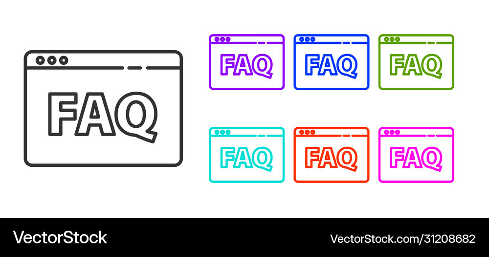Black line browser faq icon isolated on white Vector Image