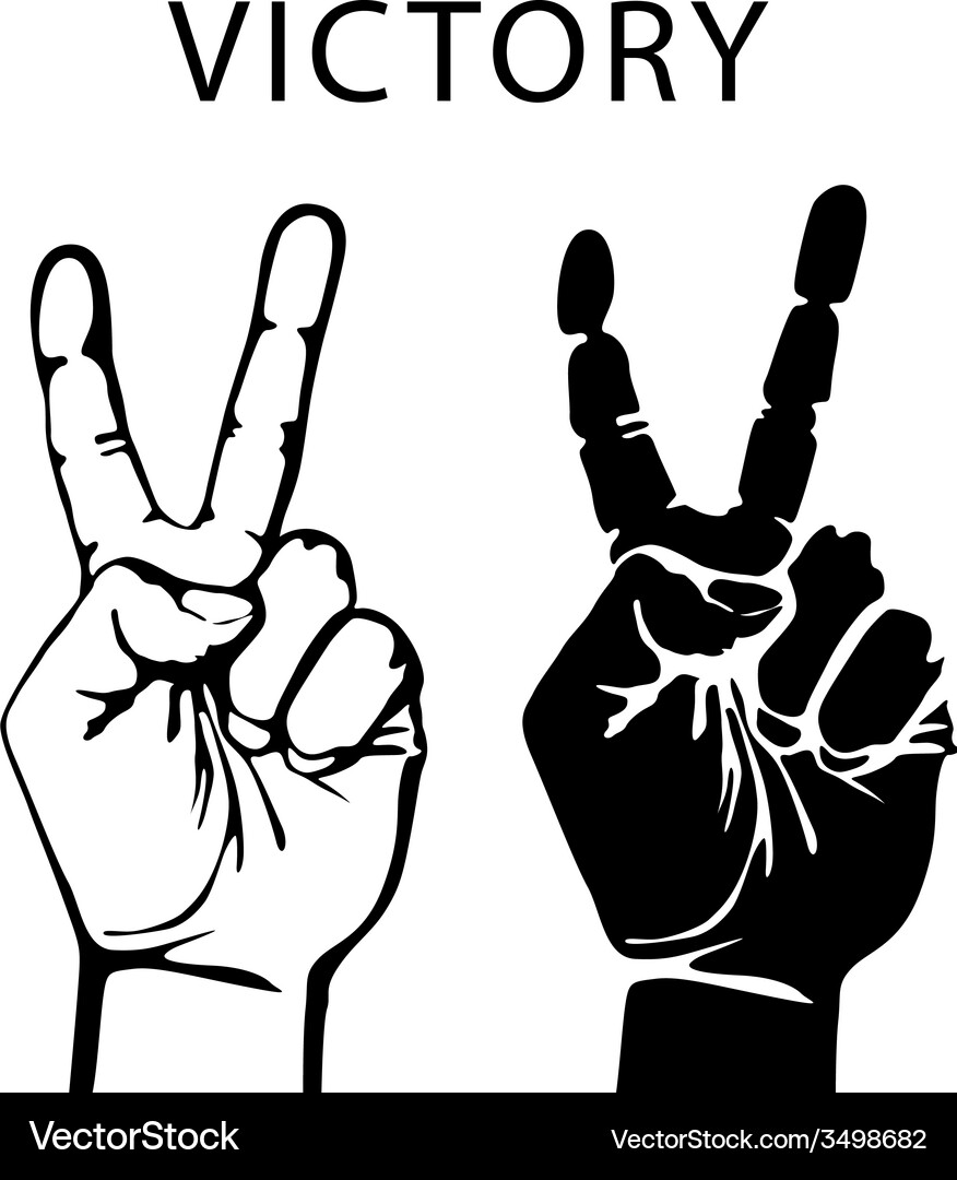 Hand with victory sign Royalty Free Vector Image