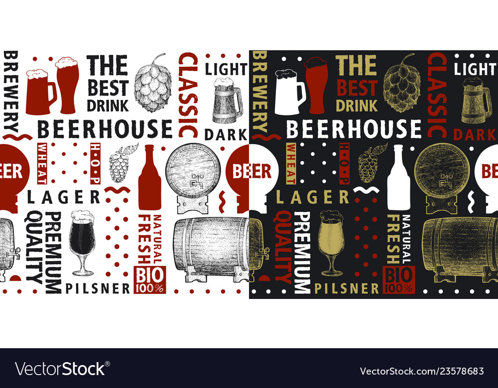 Typographic beer seamless pattern Royalty Free Vector Image
