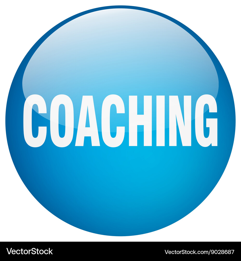 Coaching blue round gel isolated push button Vector Image
