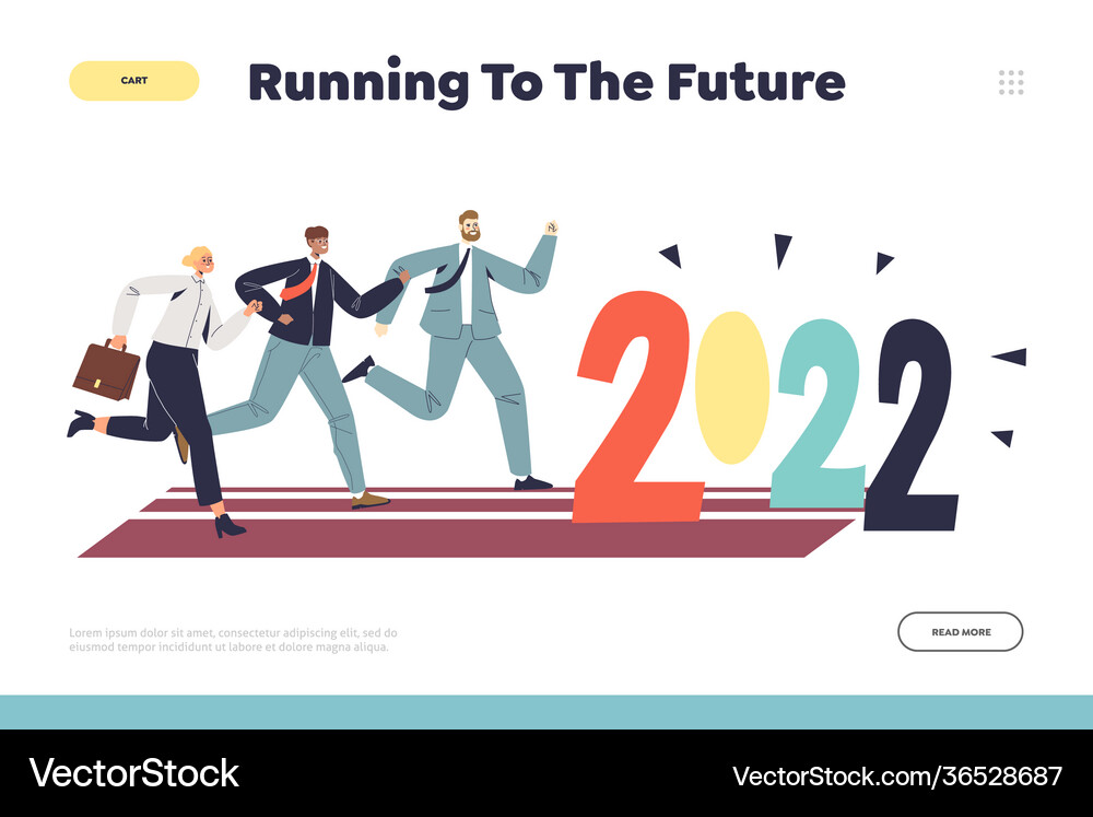 Running to future concept landing page Royalty Free Vector