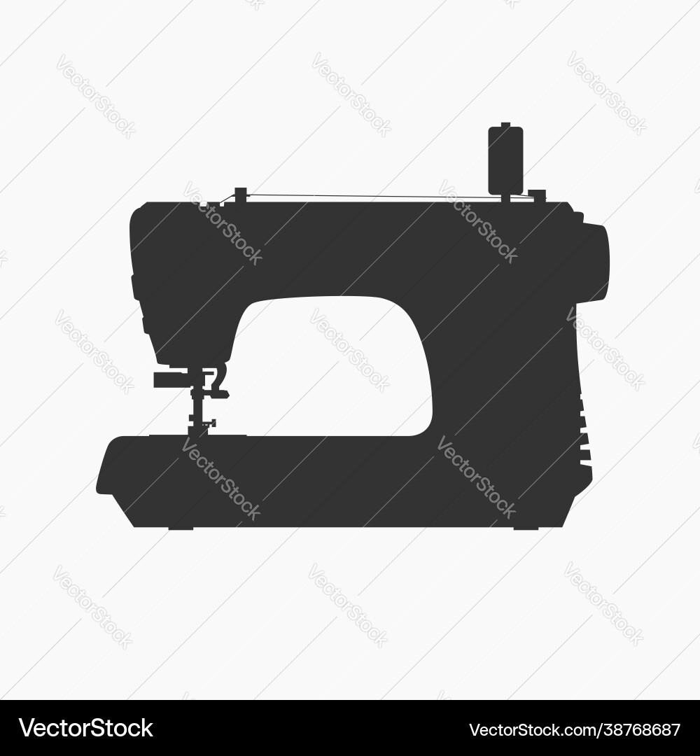 Side view on sewing machine black silhouette Vector Image