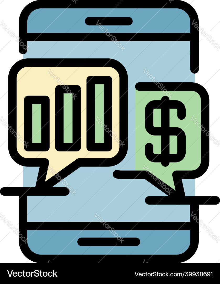 Smartphone chart loan icon color outline Vector Image
