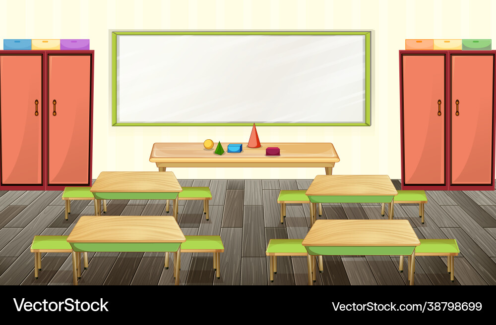 Classroom interior design with furniture Vector Image