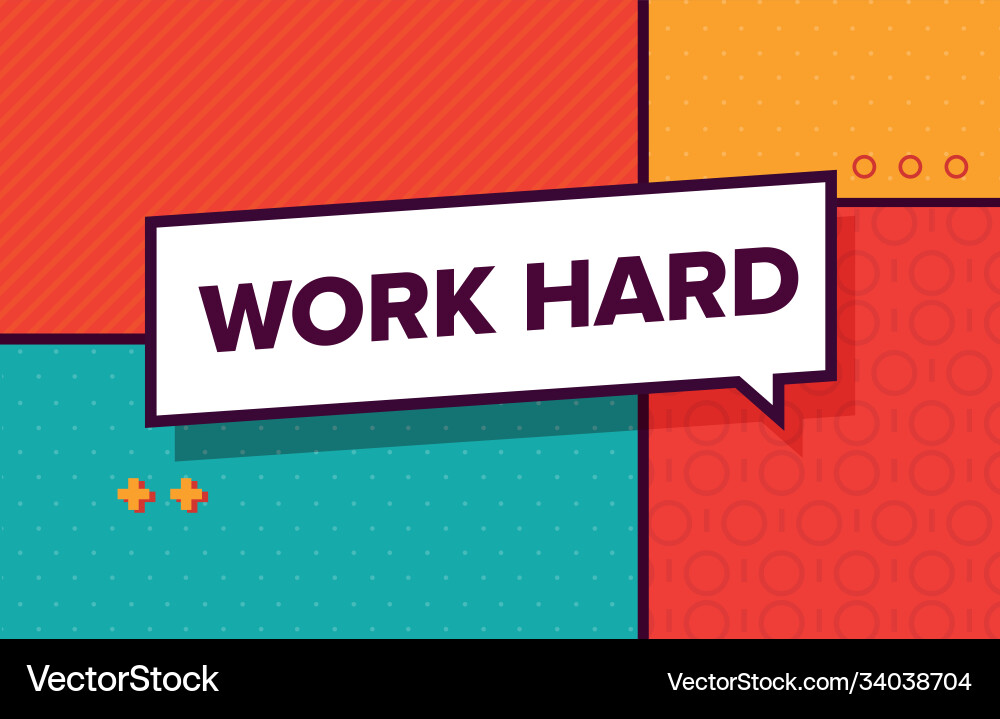 Work hard retro banner simple minimal typography Vector Image