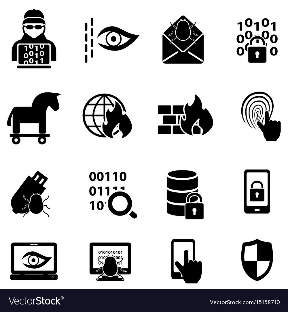 Cyber security hacker malware web icons Royalty Free Vector Image ...