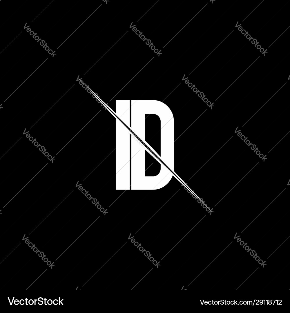 Id logo monogram with slash style design template Vector Image