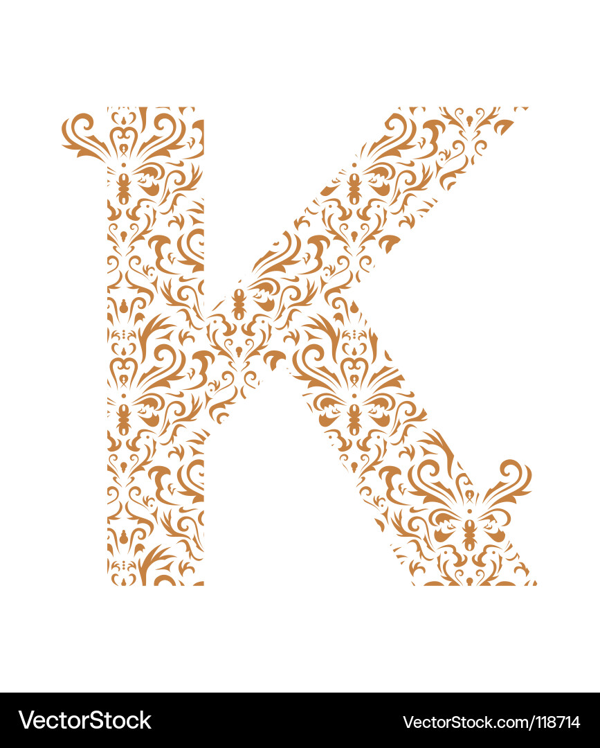 Floral letter k ornament font Royalty Free Vector Image