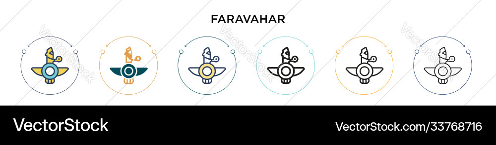 Faravahar icon in filled thin line outline Vector Image