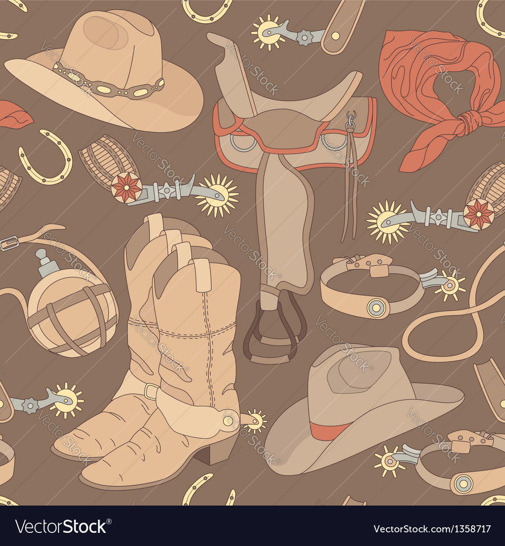 Seamless cowboy pattern Royalty Free Vector Image