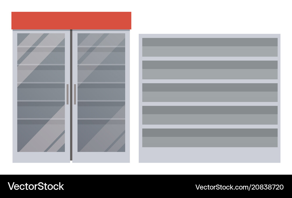 Empty fridge and shelves Royalty Free Vector Image