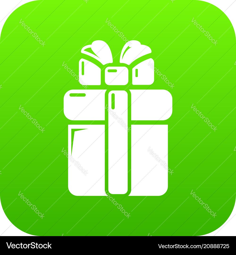 Gift box icon green Royalty Free Vector Image - VectorStock