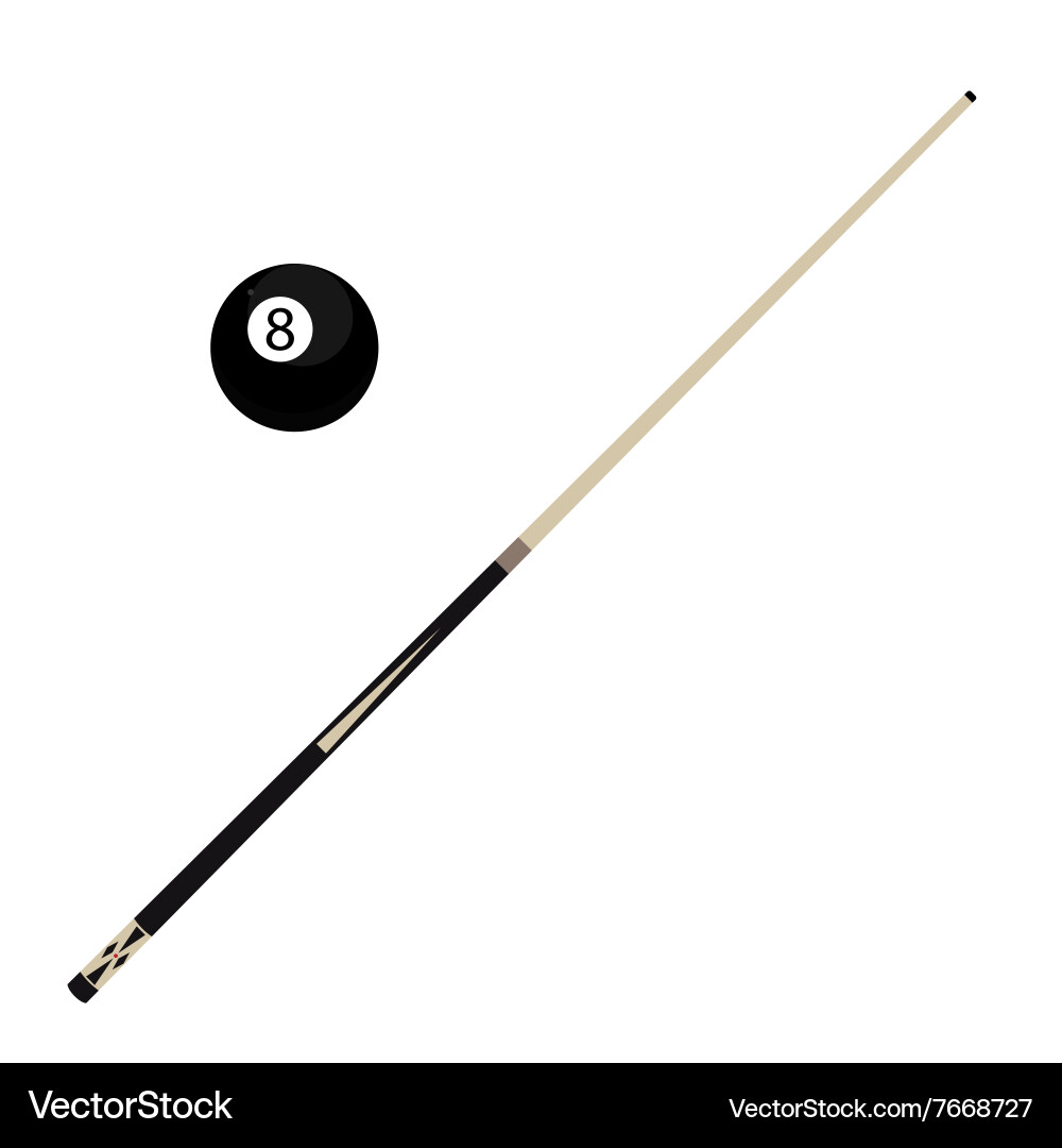 Billiard ball and cue Royalty Free Vector Image