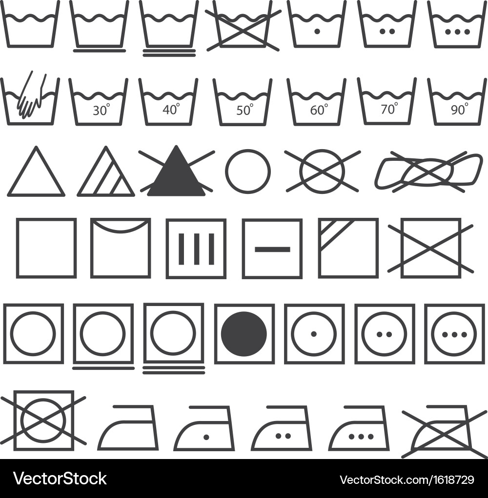 Laundry Icons Set Washing Symbol Royalty Free Vector Image - VectorStock