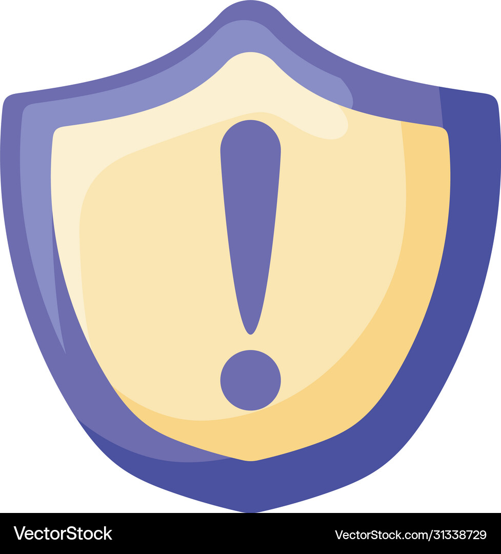 Exclamation mark inside shield flat style icon Vector Image