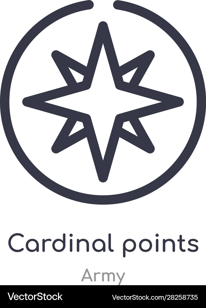 Cardinal points on winds star outline icon Vector Image