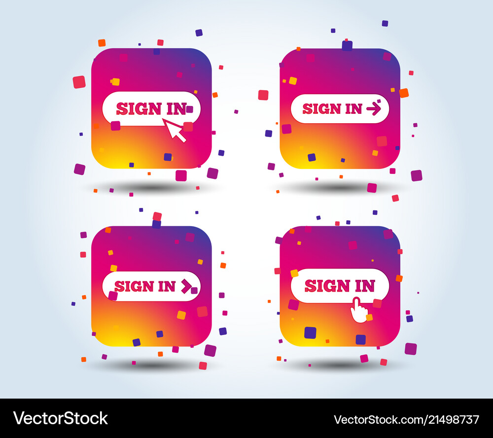 Sign in icons login with arrow hand pointer Vector Image