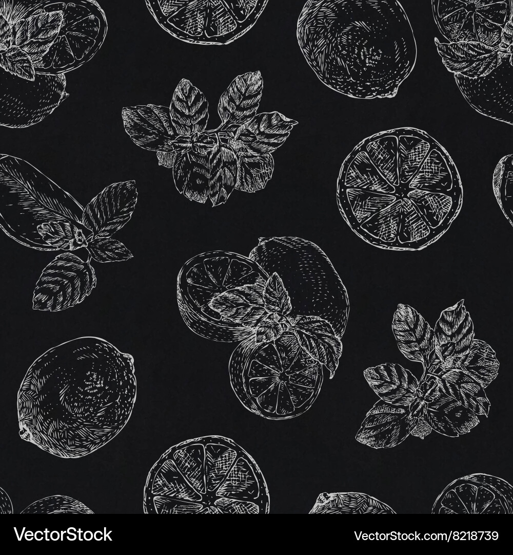 Seamless pattern with chalk lime and mint Vector Image