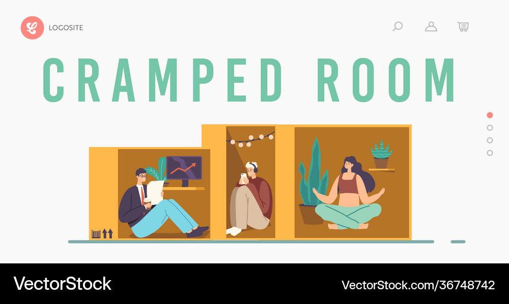 People in cramped room isolation introversion Vector Image
