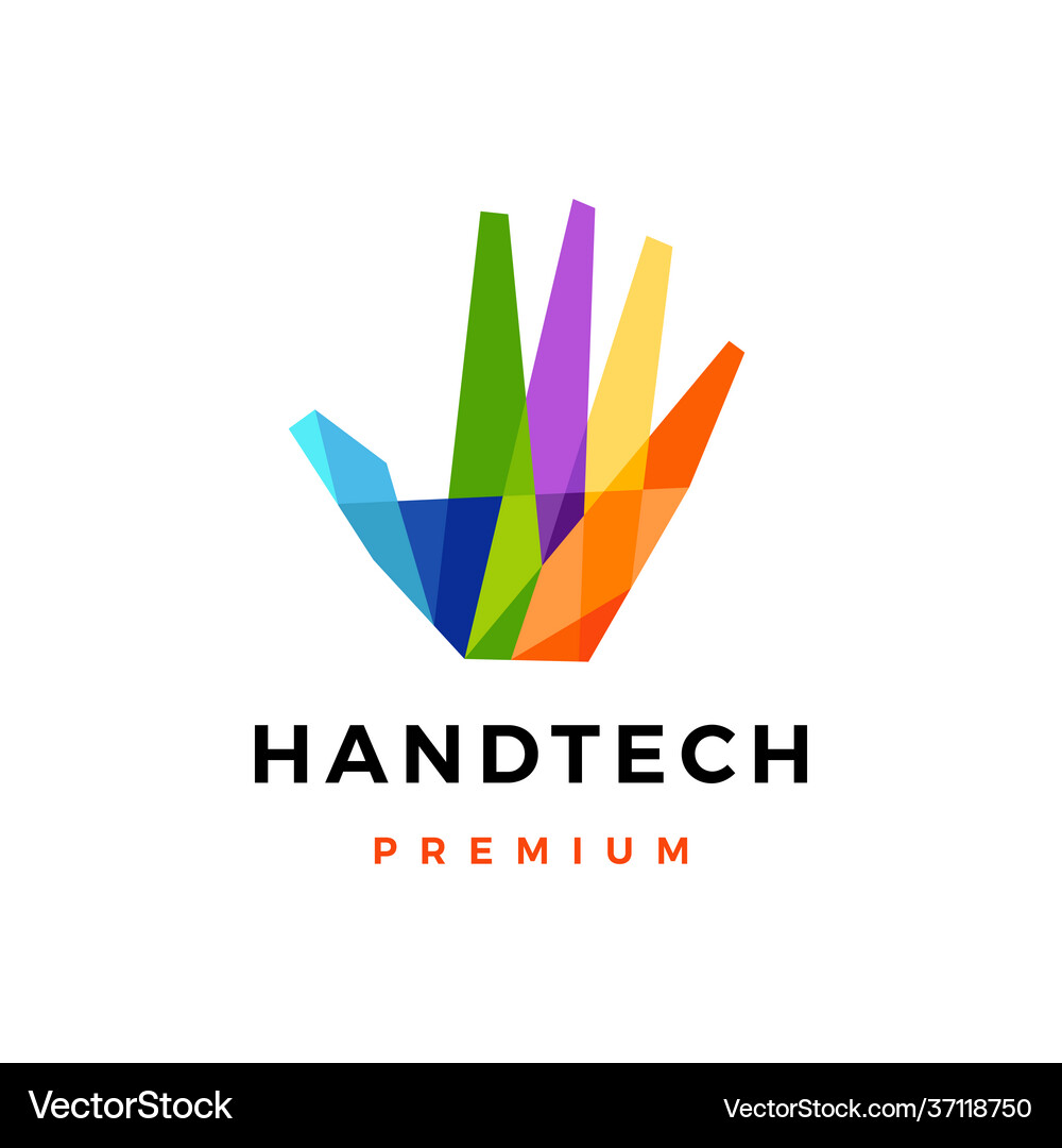 Hand tech colorful geometric polygonal logo icon Vector Image