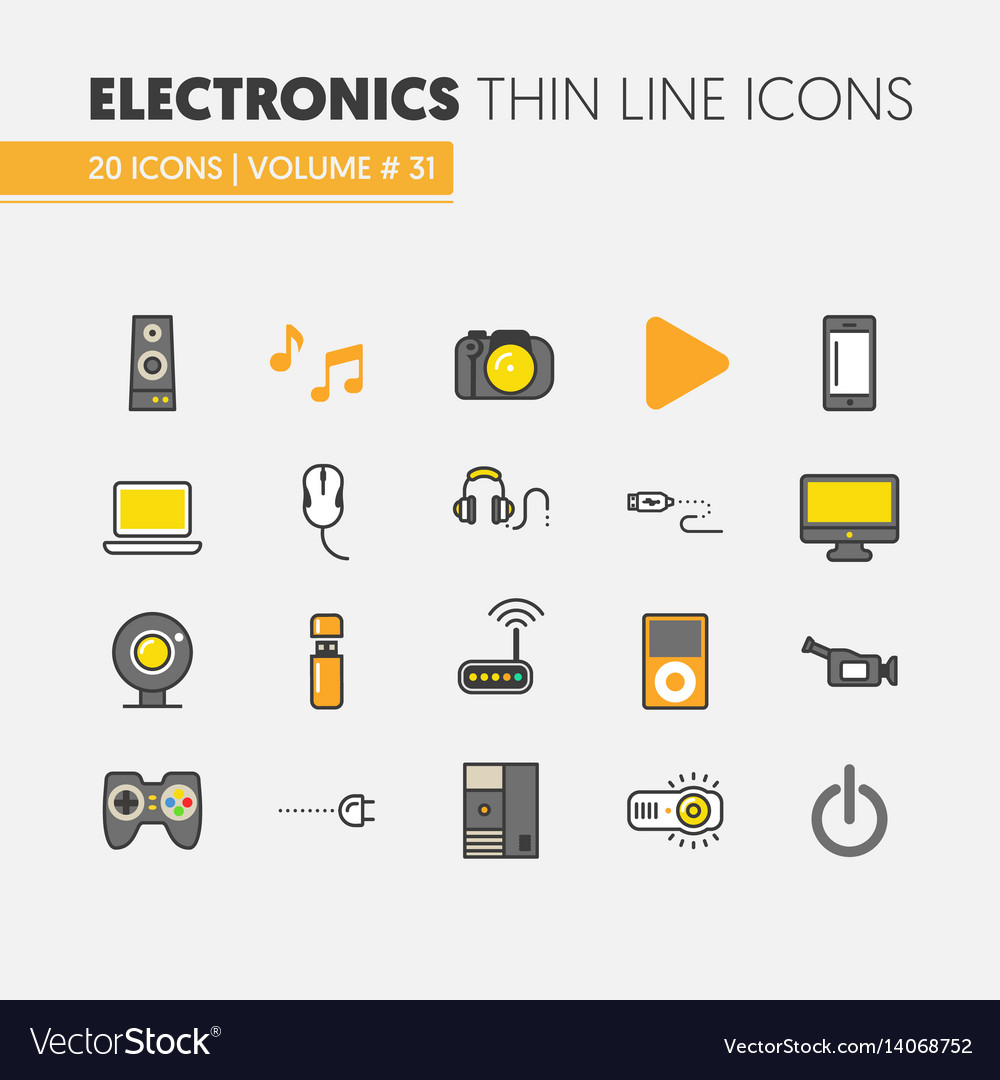 Electronics technology thin line icons set Vector Image