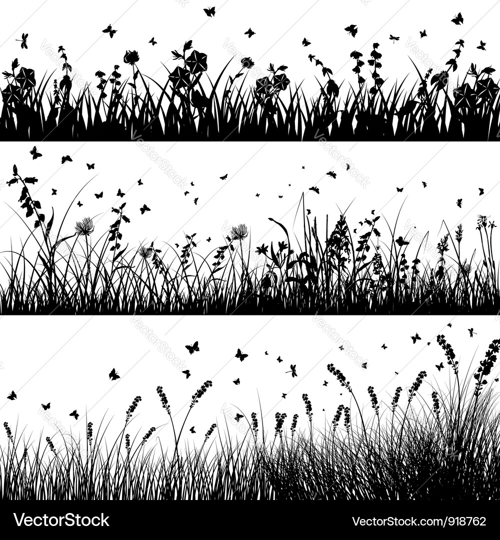 Grass line set Royalty Free Vector Image - VectorStock
