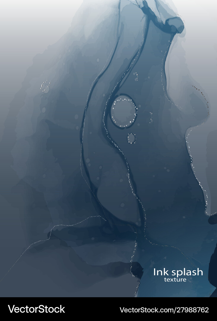Liguid flow navy watercolor splash with navy blue Vector Image