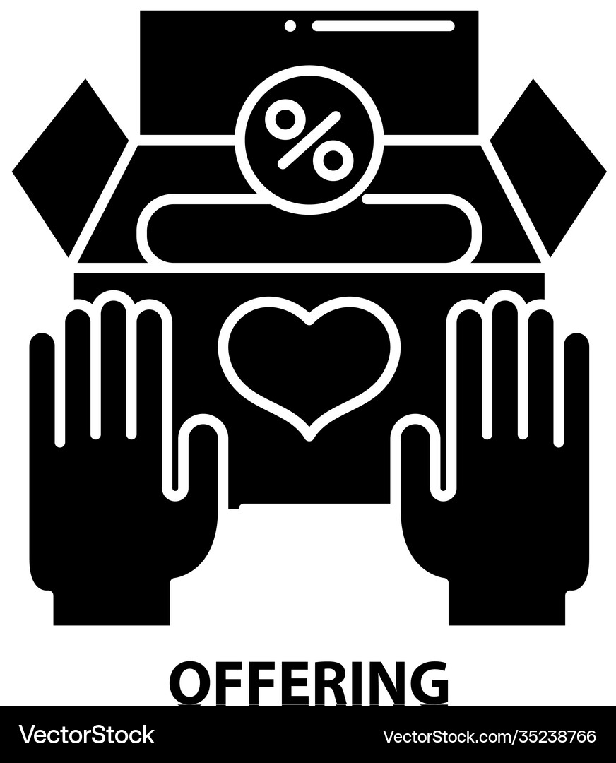 Offering icon black sign with editable Royalty Free Vector