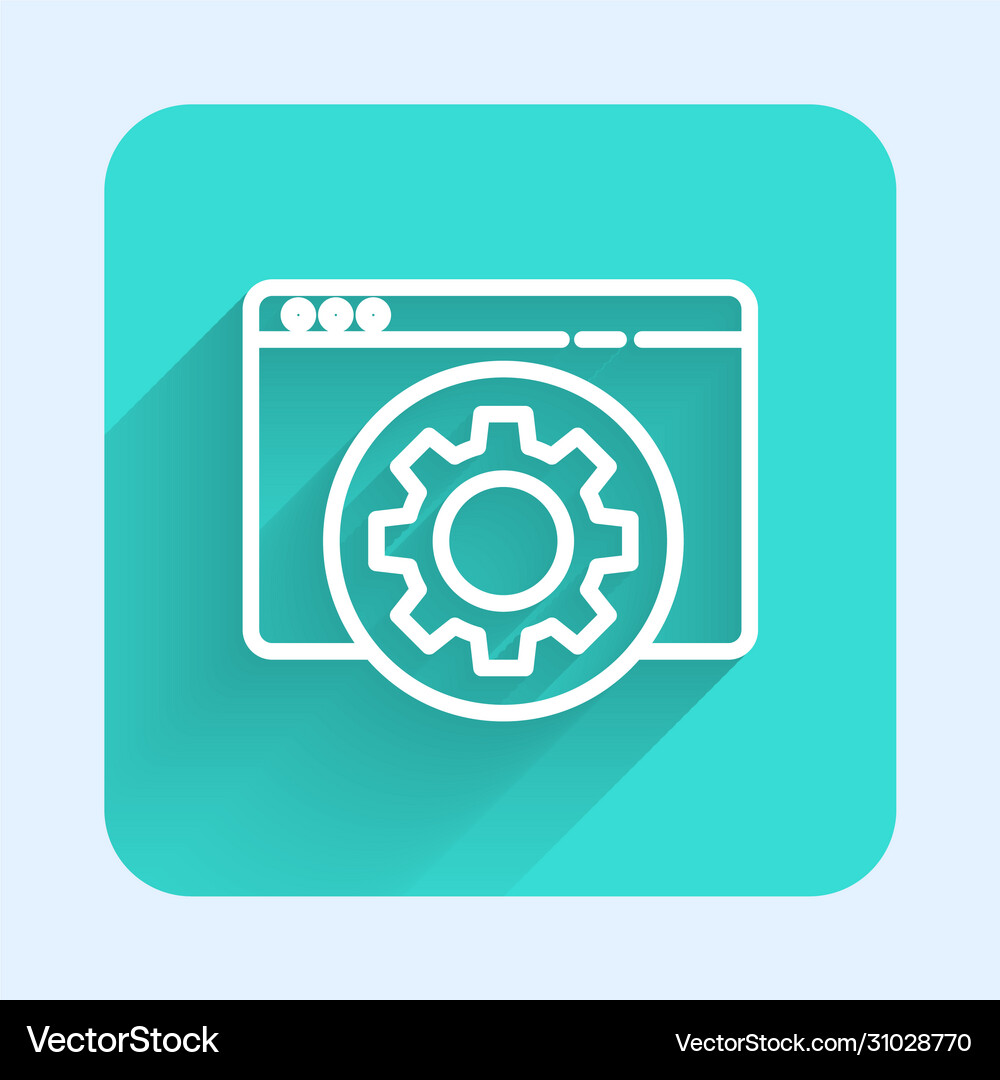 White line browser setting icon isolated with long