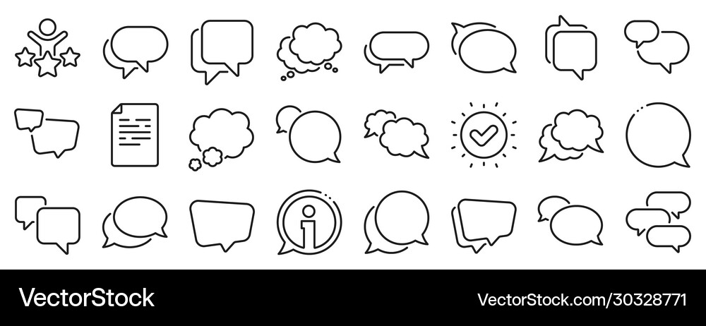 Speech bubbles line icons social media message Vector Image