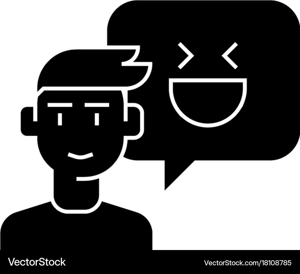 Happy client icon black sign Royalty Free Vector Image
