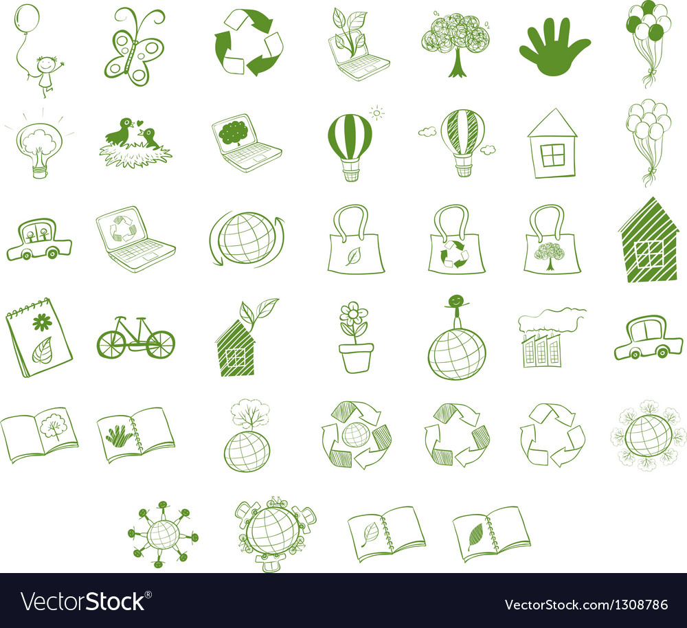 Different eco-friendly objects Royalty Free Vector Image