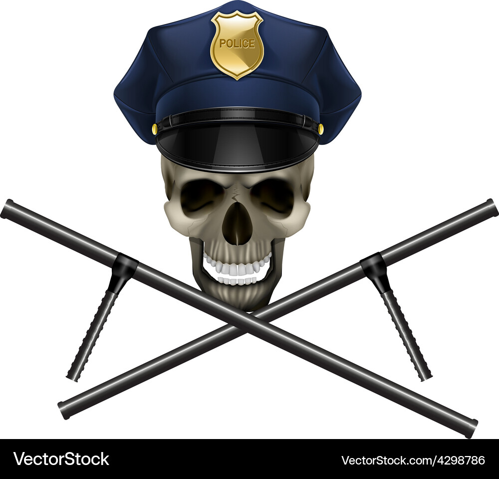 Skull in a police cap Royalty Free Vector Image